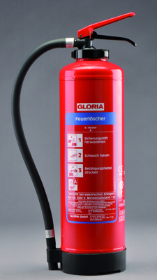 Gloria - Wasser - Feuerlöscher mit Handhebelfunktion - W6 Easy mit Wandhalter