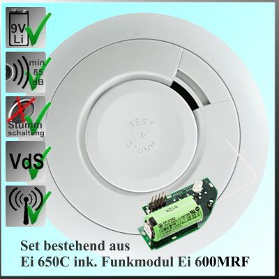 Funkrauchmelderset EI 650 C inkl. EI 650 M - Brandschutz-Rauchwarntechnik